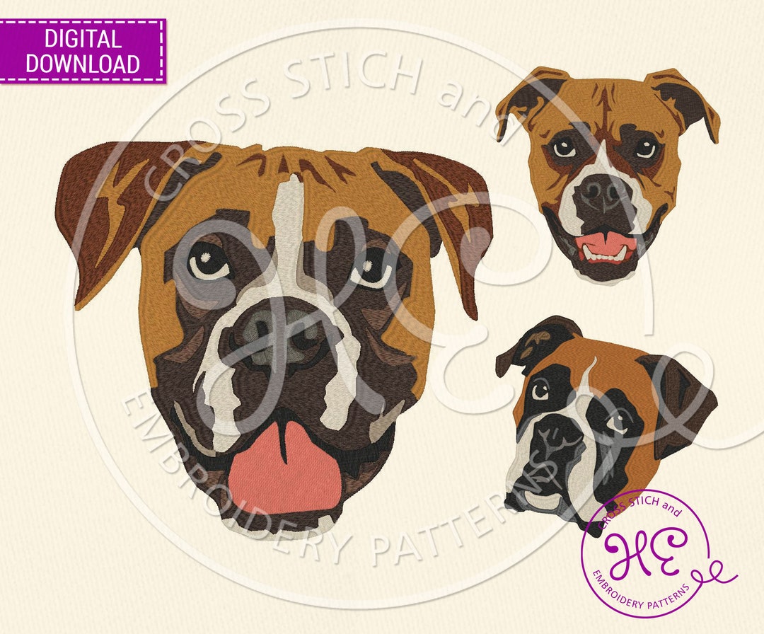 Boxer Dog Embroidery Design, Machine Embroidery Pattern, Download, Cute ...