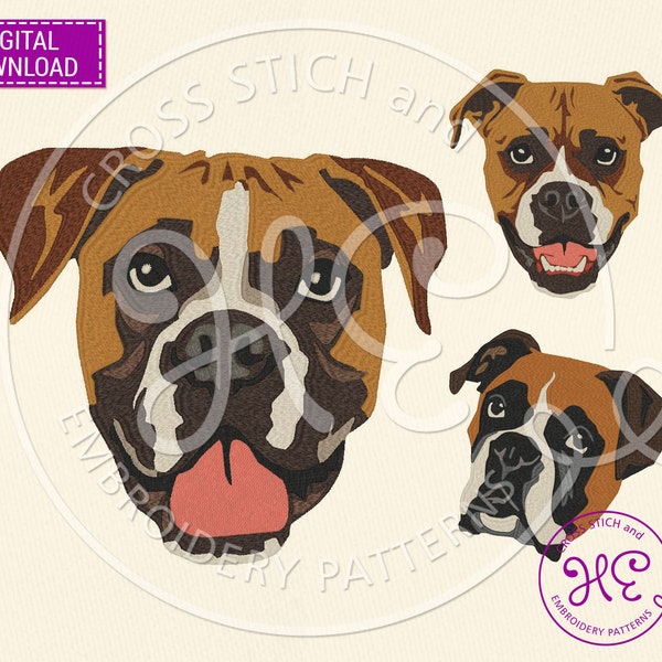Boxer Dog Embroidery - Etsy
