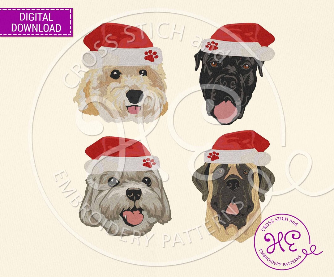 Christmas Dog Embroidery Designs, Machine Embroidery Pattern, Download ...