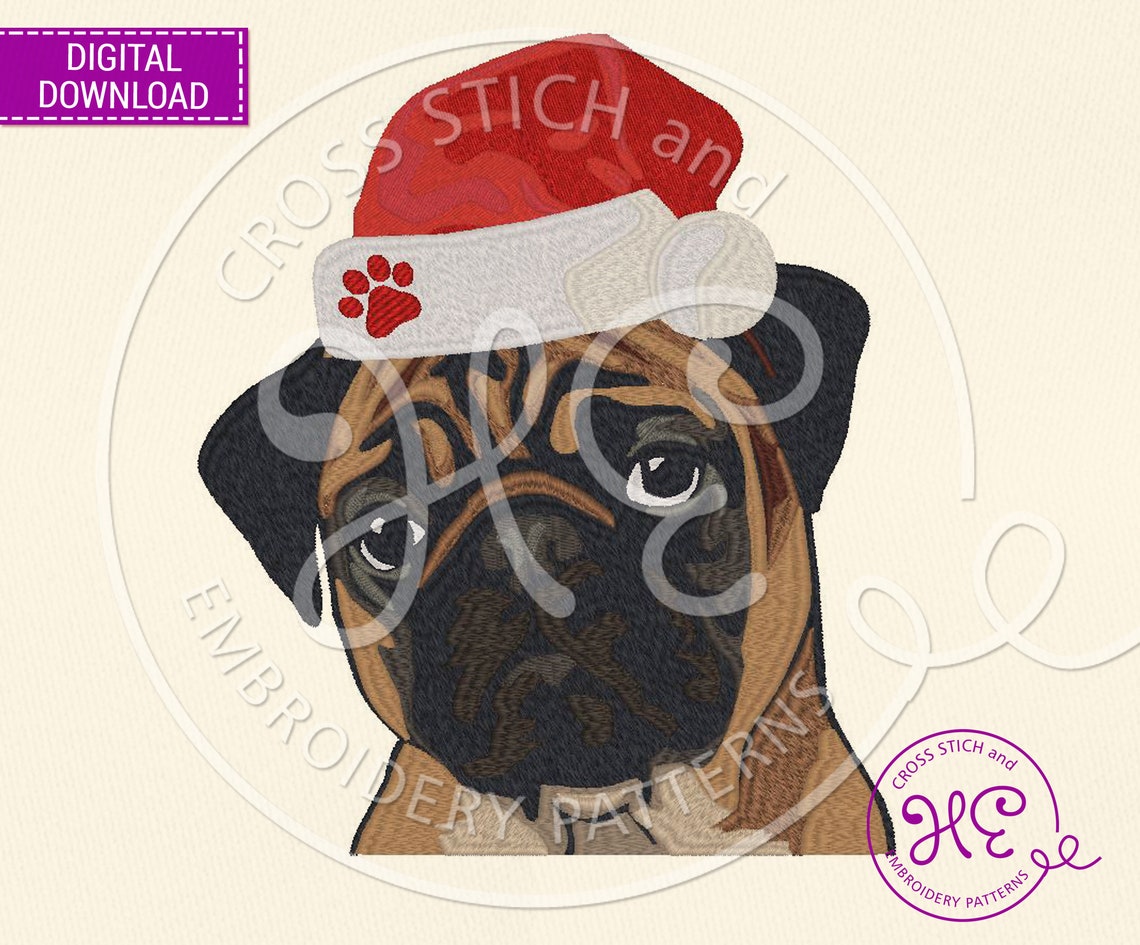 Christmas Dog Embroidery Design Machine Embroidery Pattern | Etsy