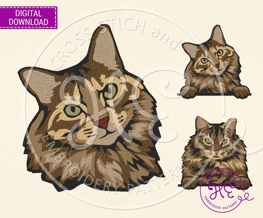 Tabby Cat Embroidery Designs, Machine Embroidery Pattern, Digital ...