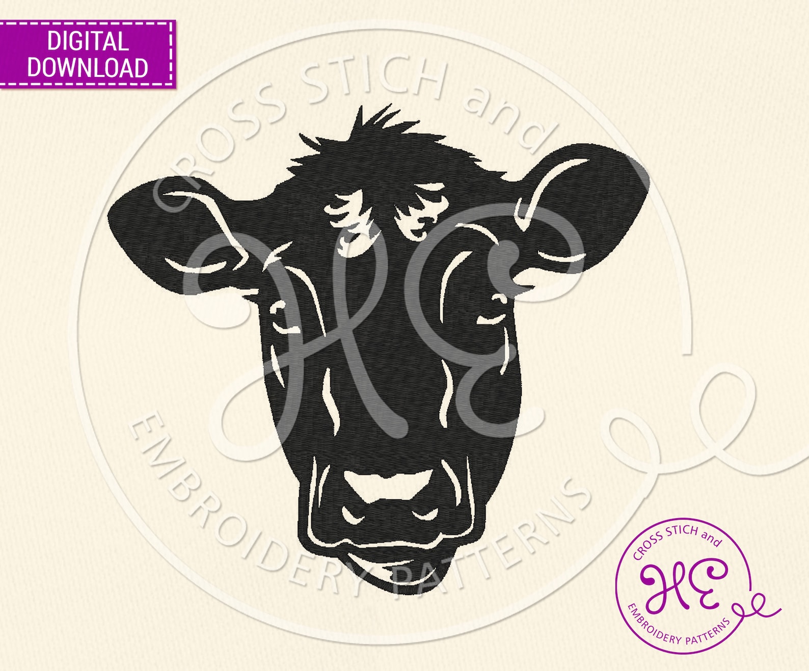 Cow Head Embroidery Design Pattern for Machine Download - Etsy