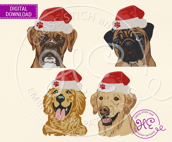 Christmas Dog Embroidery Design Machine Embroidery Pattern | Etsy