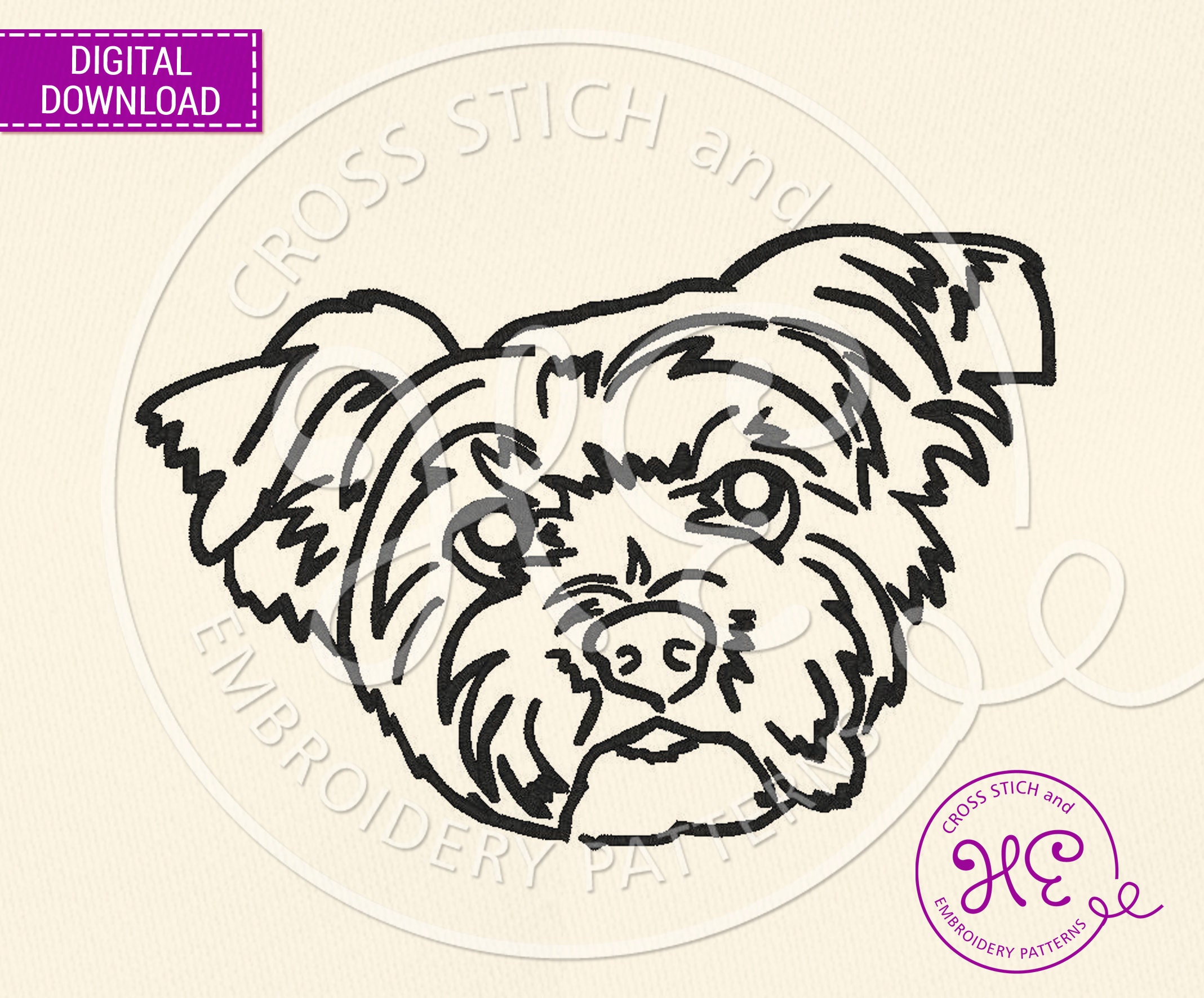 Yorkshire Terrier Dog Outline Sketch Embroidery Designs, Embroidery ...