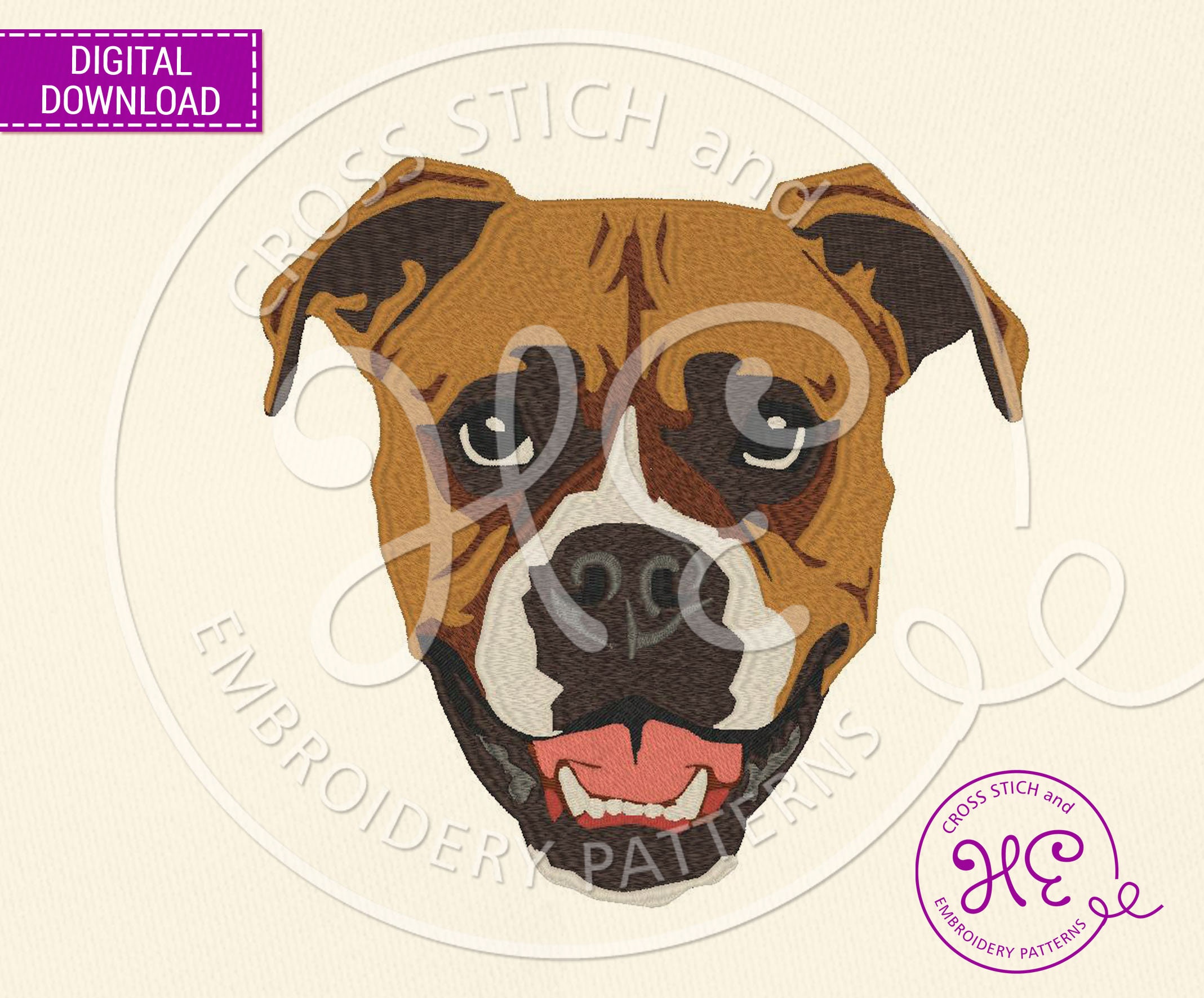 Boxer Dog Embroidery Design, Machine Embroidery Pattern, Download, Cute ...