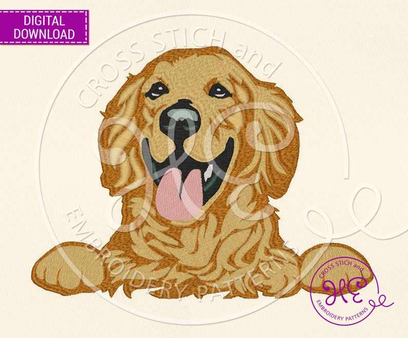 Golden Retriever Dog Embroidery Pattern, Machine Embroidery Designs ...