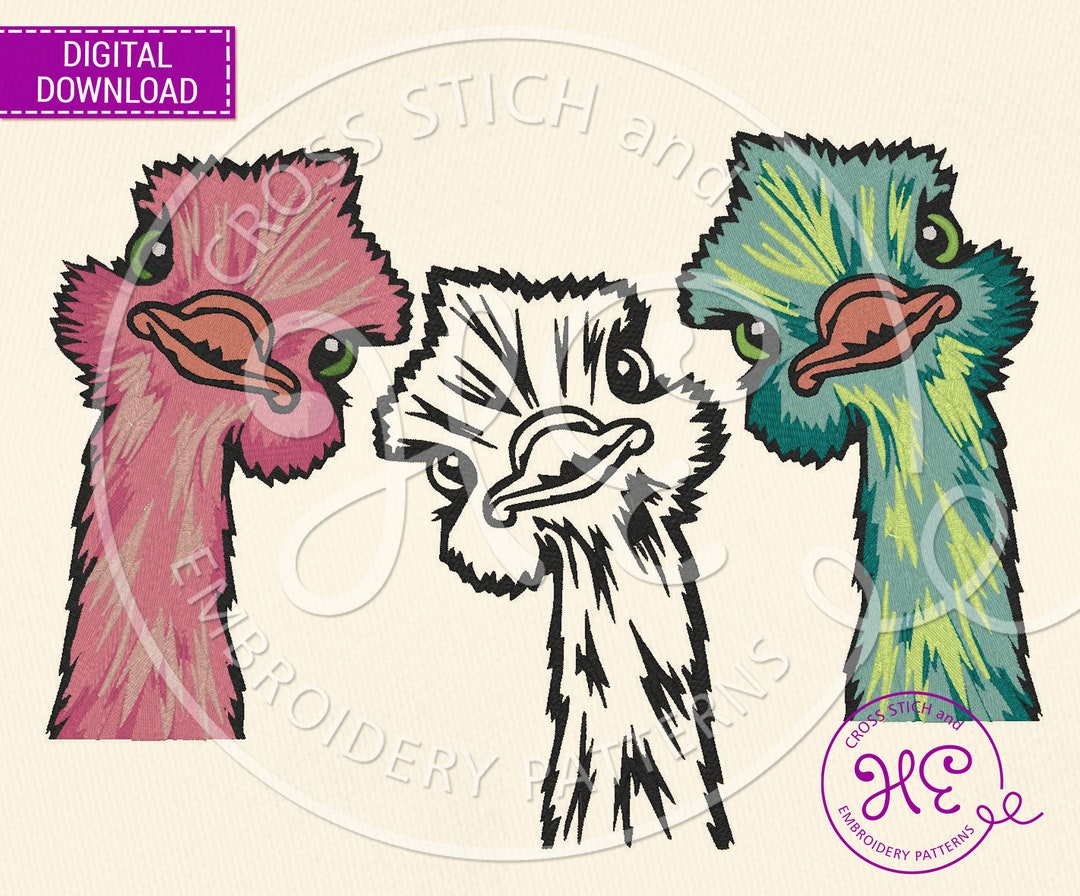 Ostrich Embroidery Design, Embroidery Designs for Machine, Download ...