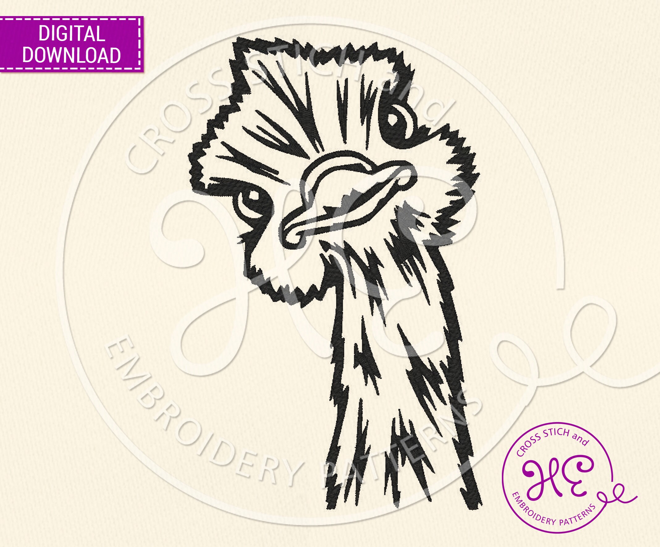Ostrich Embroidery Design, Embroidery Designs for Machine, Download ...