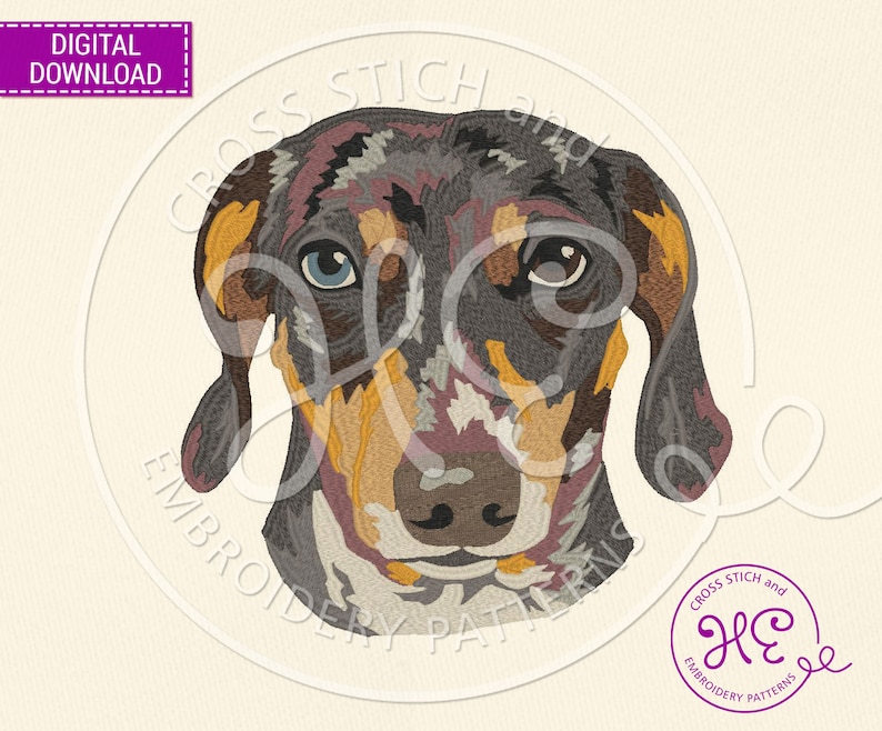 Dachshund Merle Dog Embroidery Designs, Machine Embroidery Pattern ...