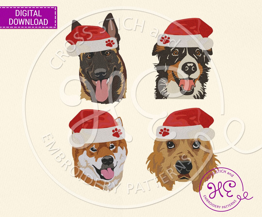 Christmas Dog Embroidery Designs, Machine Embroidery Pattern, Download ...