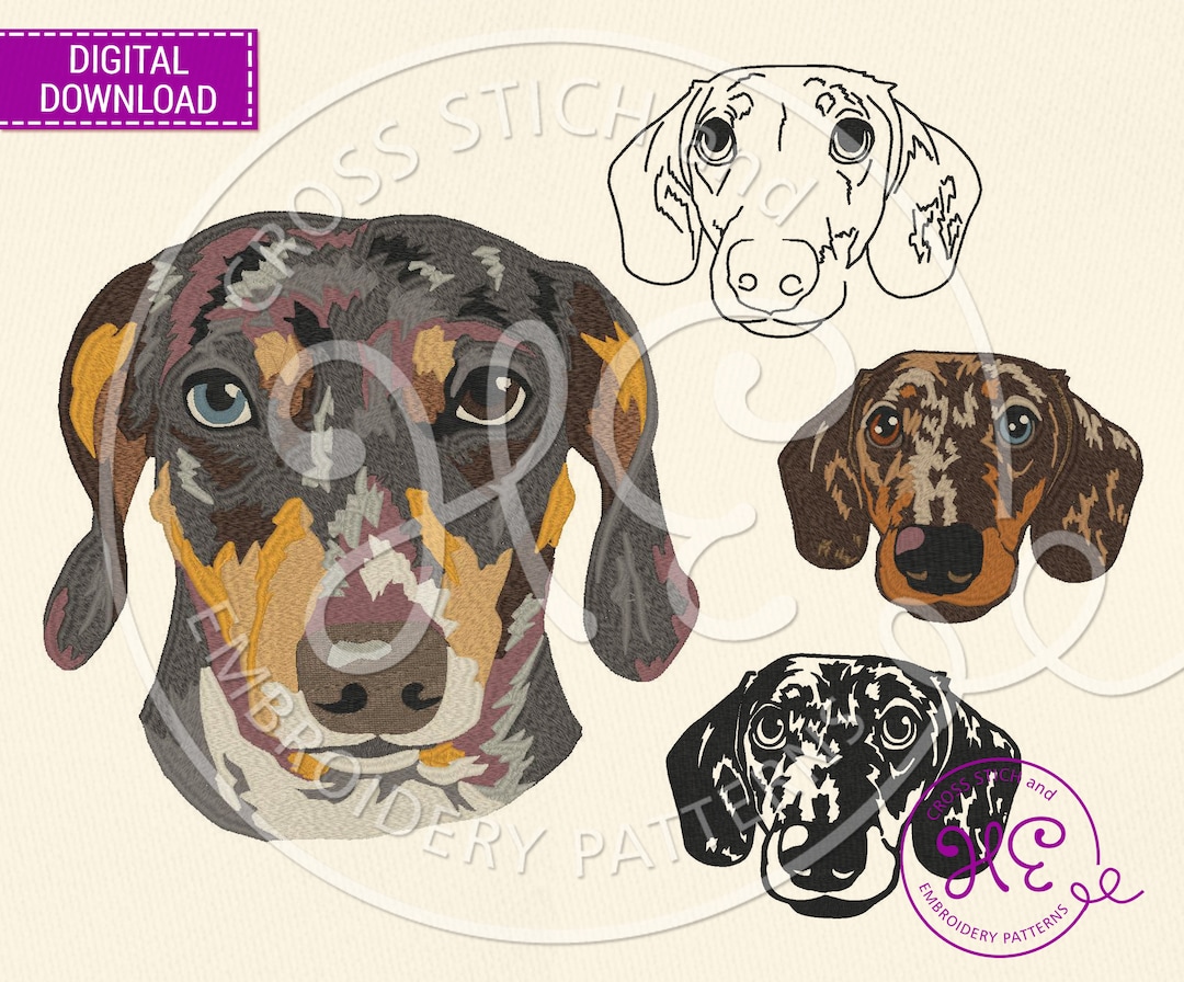 Dachshund Merle Dog Embroidery Designs, Machine Embroidery Pattern ...