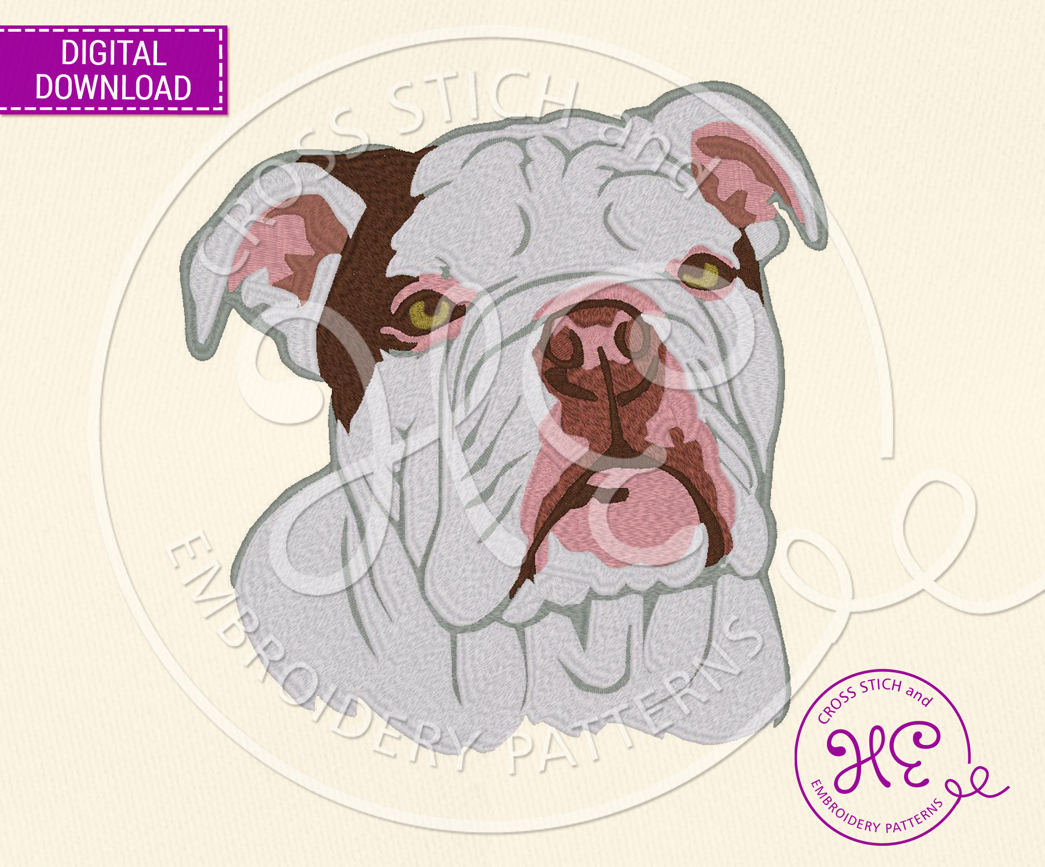 English Bulldog Embroidery Design, Embroidery Pattern for Machine, Cute ...