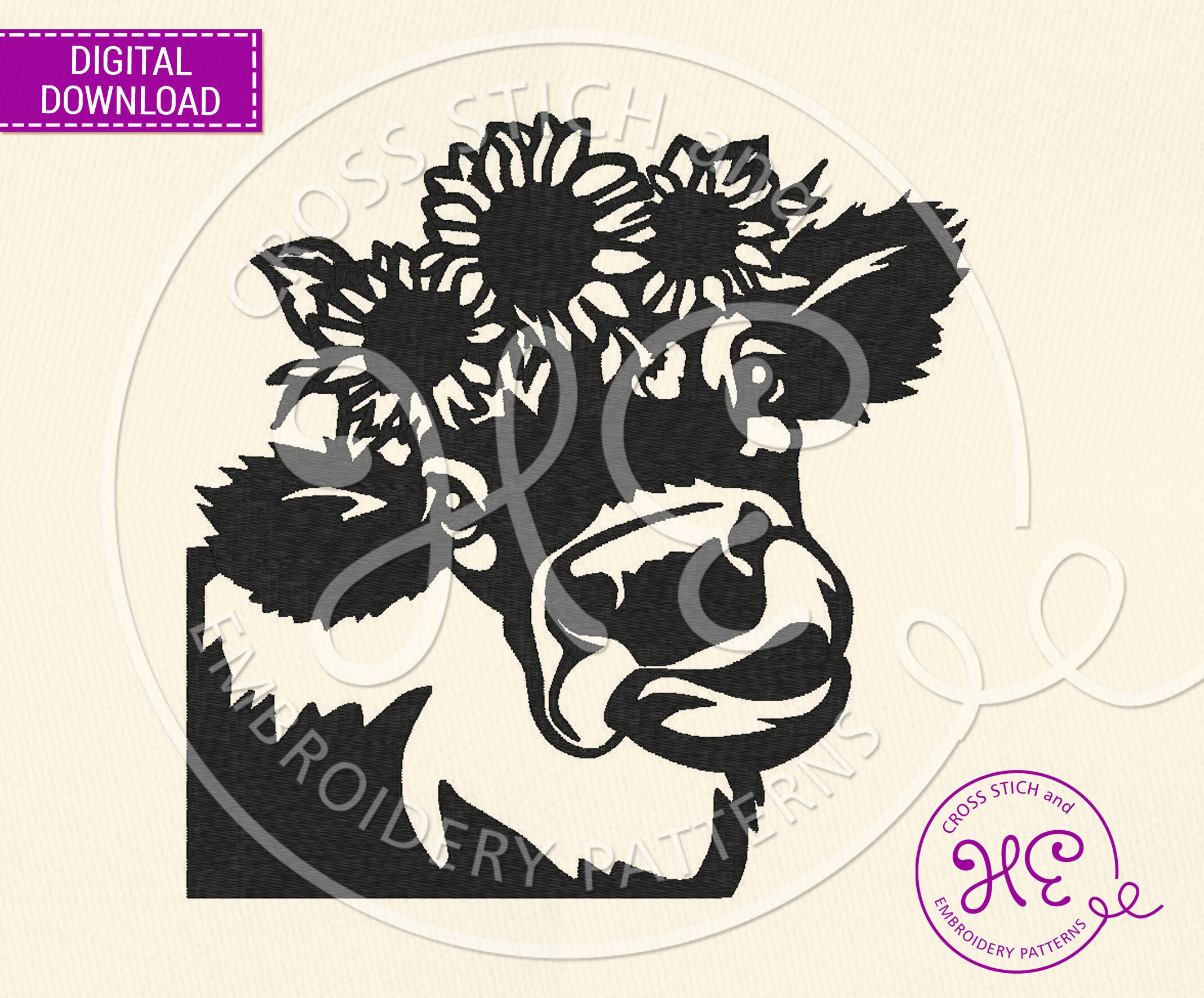 Cow Embroidery Design Pattern for Machine Download Heifer | Etsy