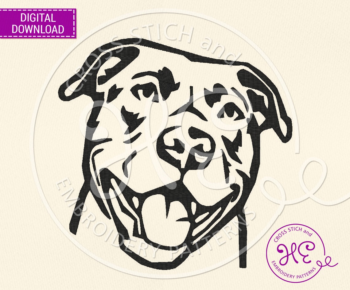 Pit Bull Embroidery Design Machine Embroidery Pattern - Etsy