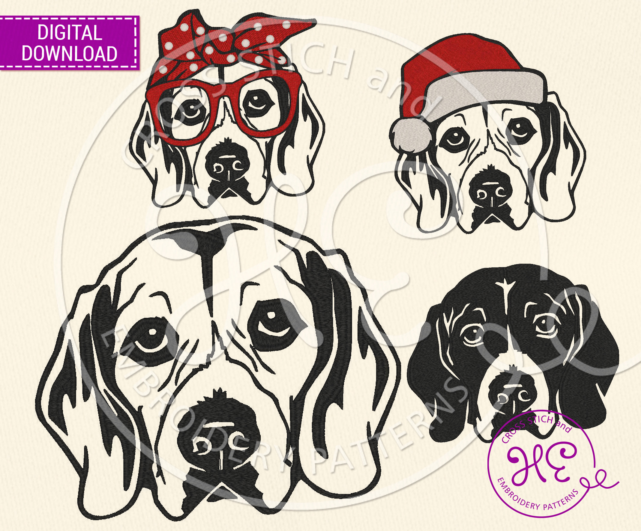 Beagle Embroidery Designs, Embroidery Pattern for Machine, Download ...