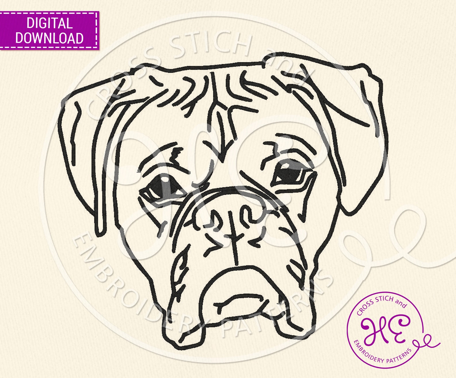 Boxer Dog Outline Sketch Embroidery Designs Embroidery - Etsy