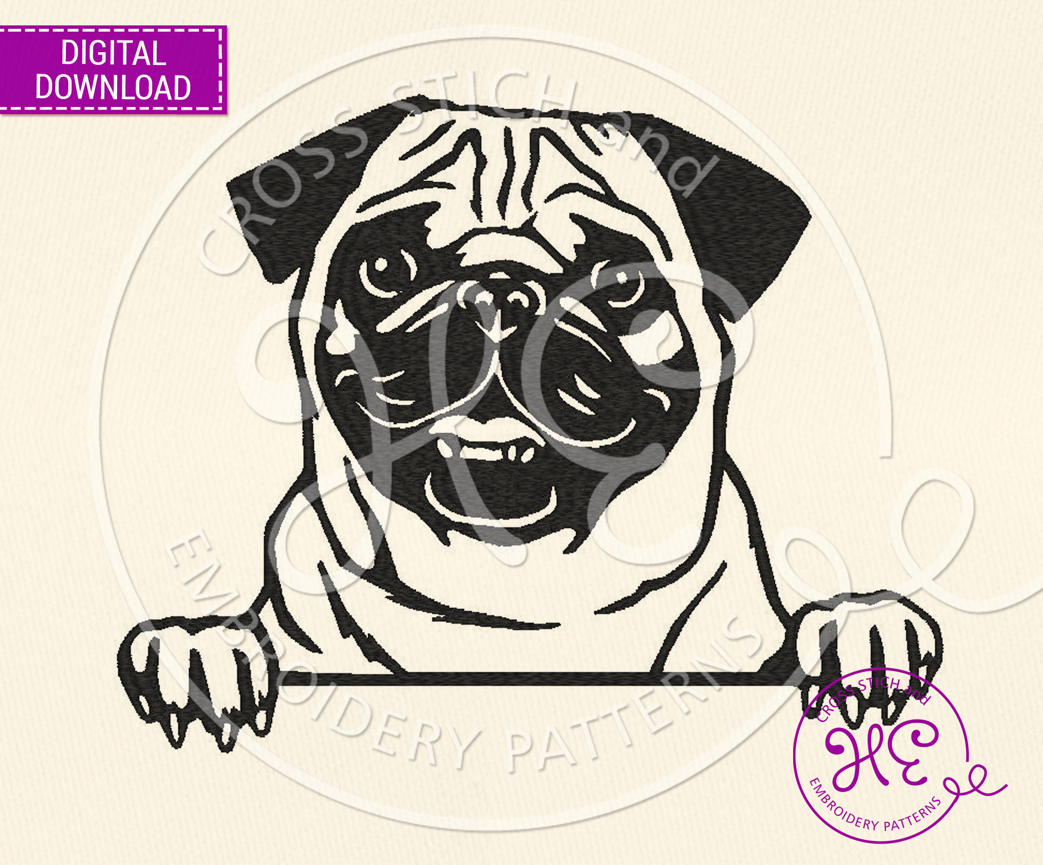 Pug Embroidery Design Embroidery Pattern for Machine - Etsy