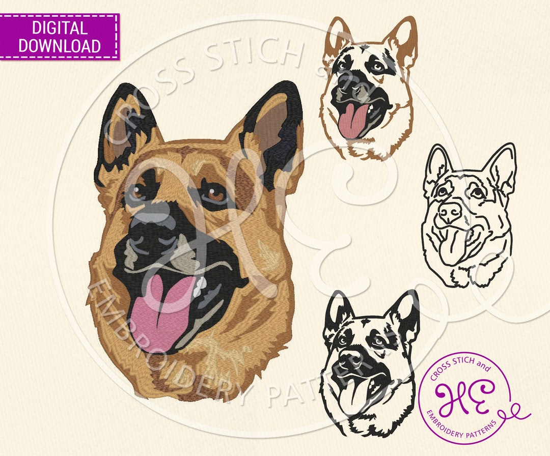 German Shepherd Dog Embroidery Designs, Machine Embroidery Pattern ...