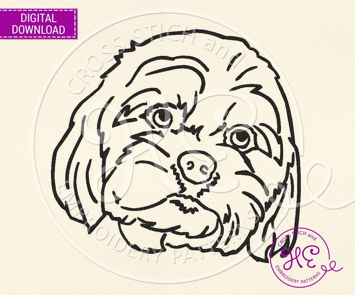 Shih Tzu Dog Outline Embroidery Designs Embroidery Pattern - Etsy