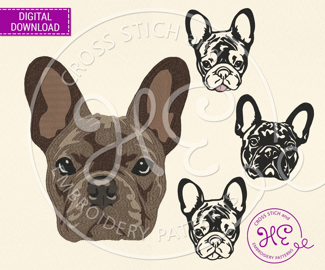 French Bulldog Embroidery Designs, Embroidery Pattern for Machine ...