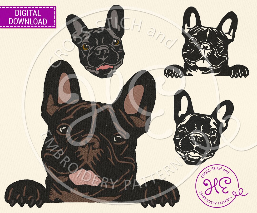 French Bulldog Embroidery Designs, Embroidery Pattern for Machine ...