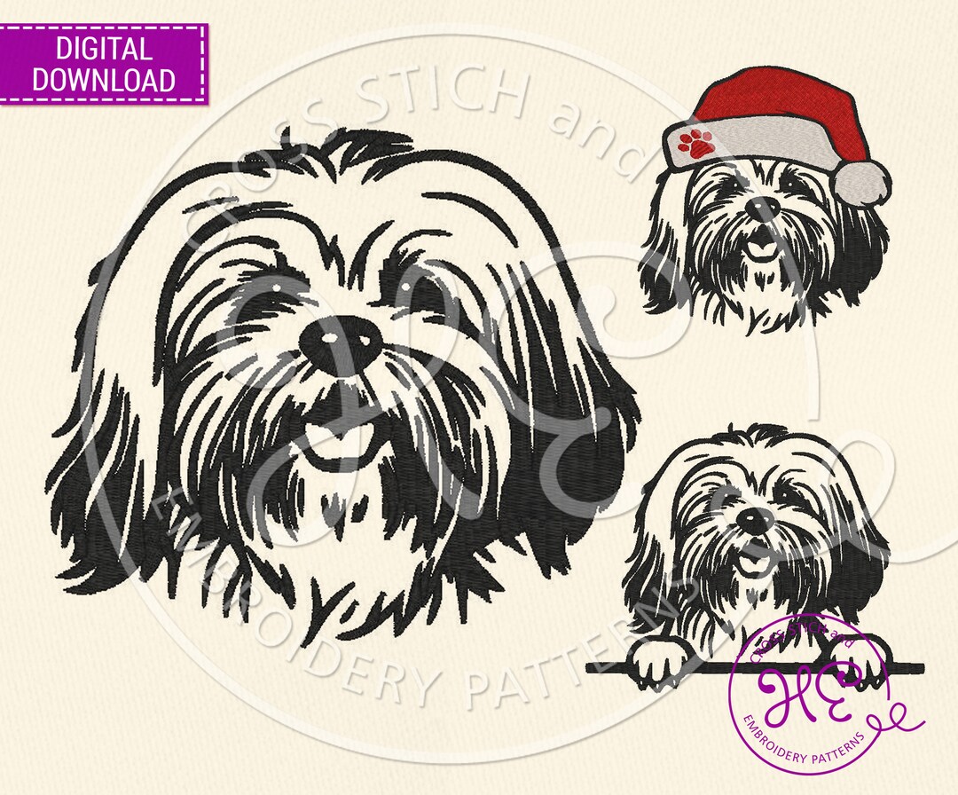 Lhasa Apso Dog Embroidery Designs, Machine Embroidery Pattern, Download ...