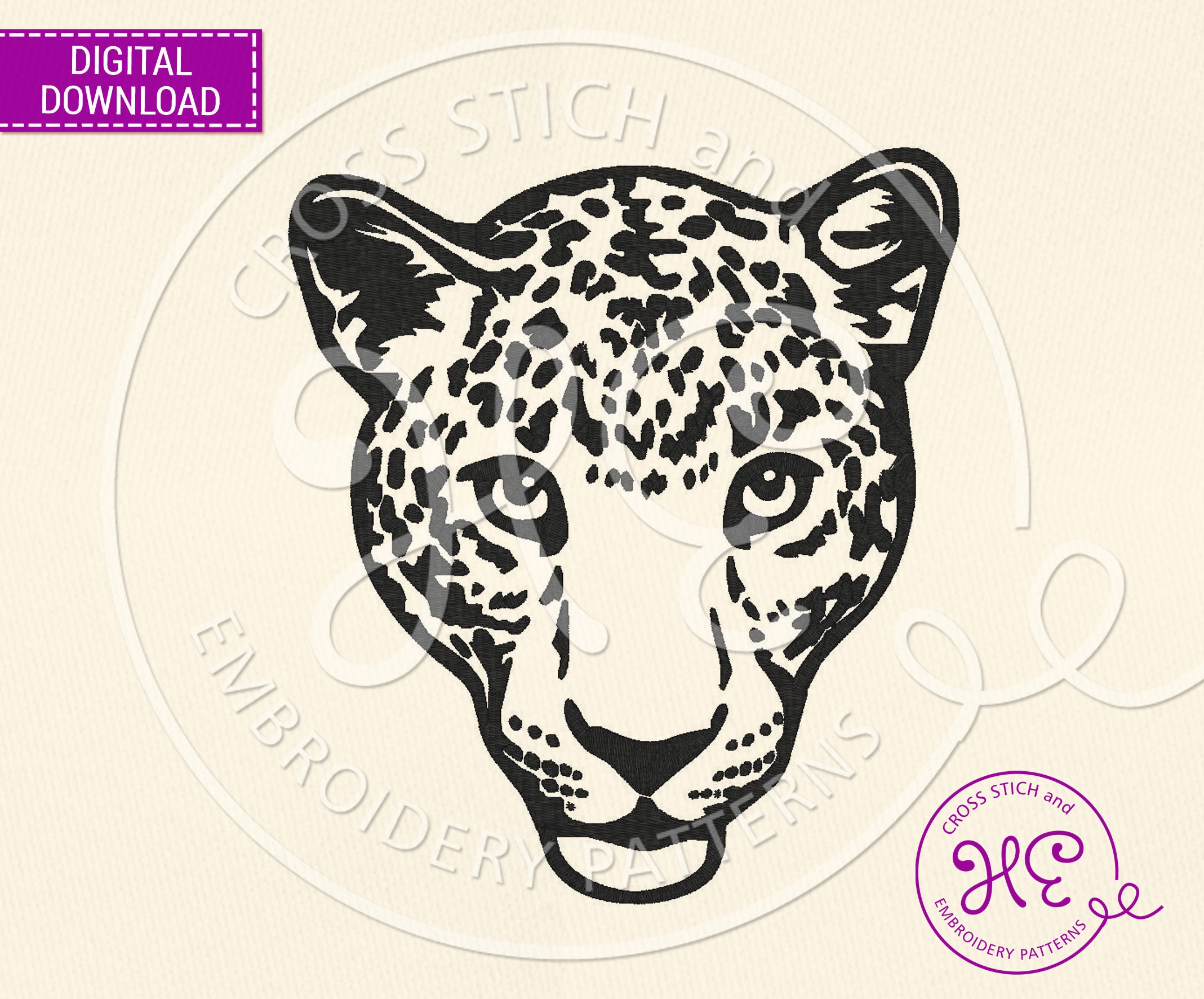 Leopard Head Embroidery Design, Machine Embroidery Pattern, Instant ...