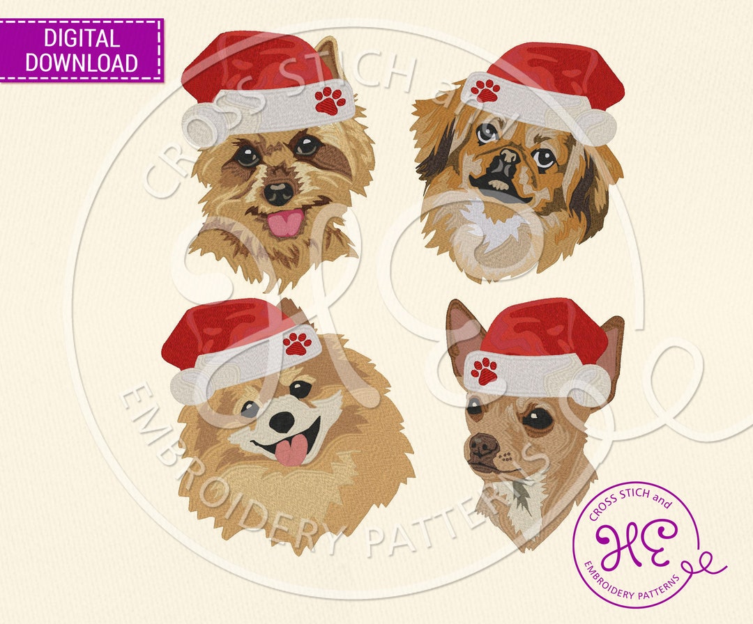 Christmas Dog Embroidery Designs, Machine Embroidery Pattern, Download ...