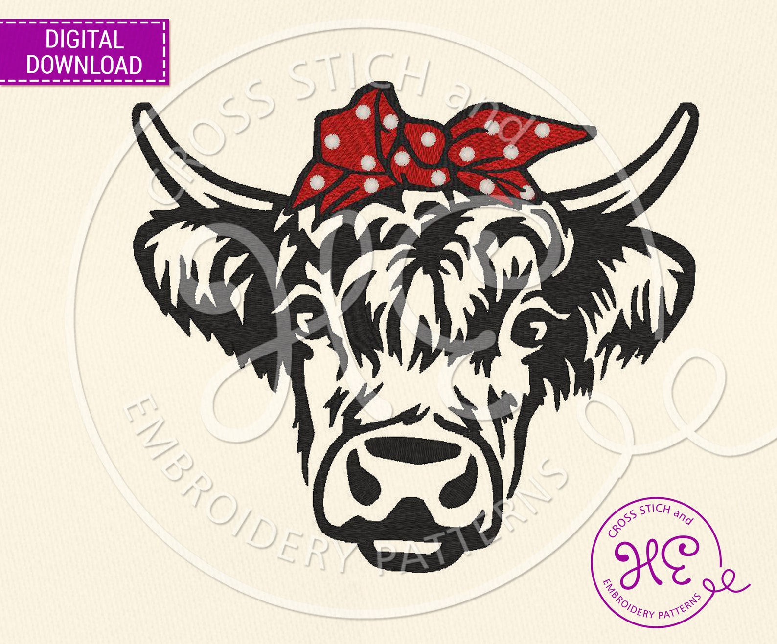 Highland Cow Machine Embroidery Designs, Pattern for Machine, Download ...