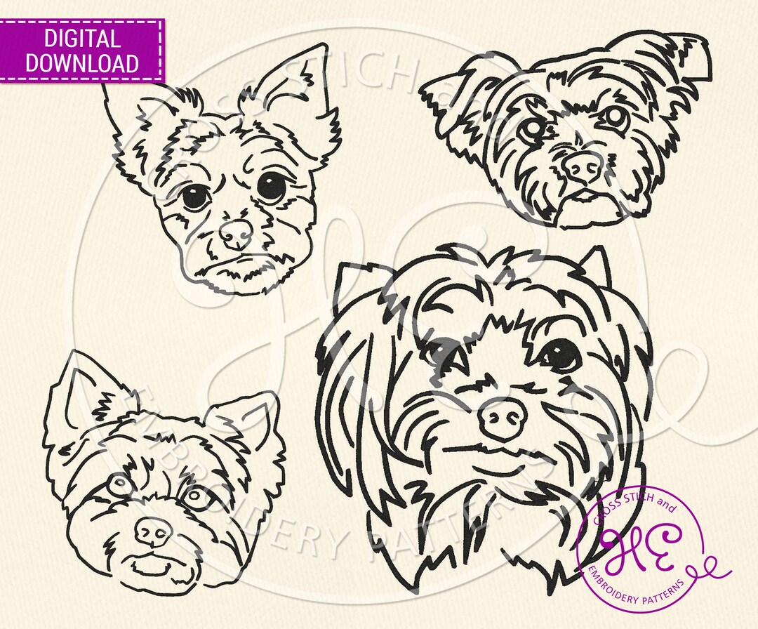 Yorkshire Terrier Dog Outline Sketch Embroidery Designs, Embroidery ...