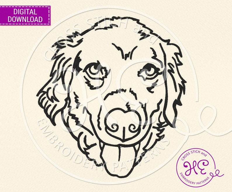 Golden Retriever Dog Outline Embroidery Designs Embroidery | Etsy