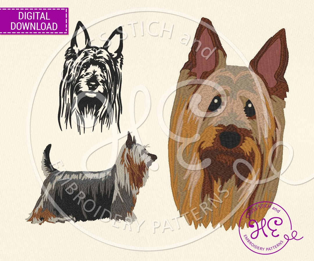 Australian Silky Terrier Dog Embroidery Designs, Machine Embroidery ...