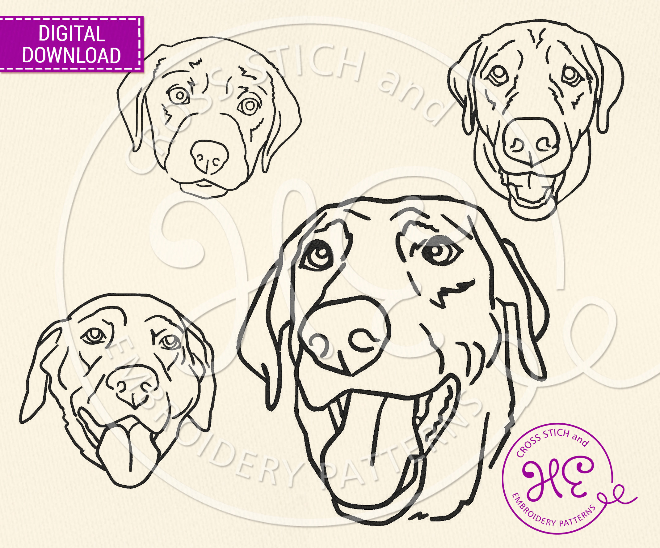 Labrador Dog Outline Embroidery Designs Embroidery Pattern | Etsy