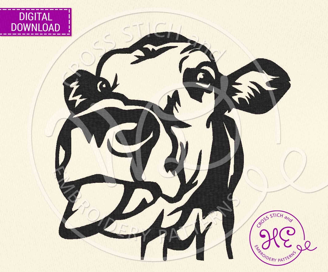 Cow Embroidery Design, Pattern for Machine, Download, Heifer, Calf ...