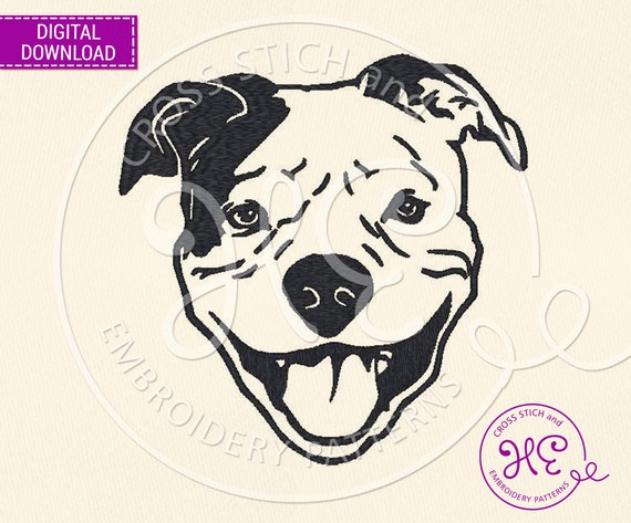 Pit Bull Dog Embroidery Design Machine Embroidery Pattern | Etsy