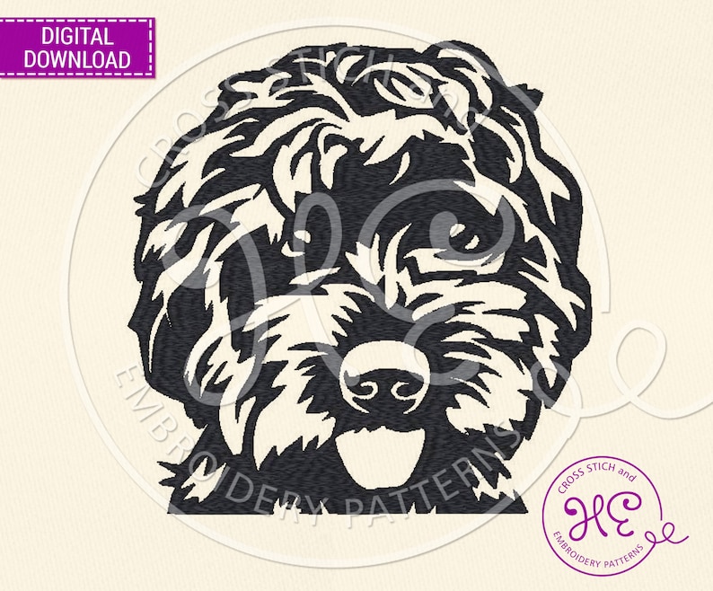 Labradoodle Dog Embroidery Designs, Machine Embroidery Pattern, Instant ...