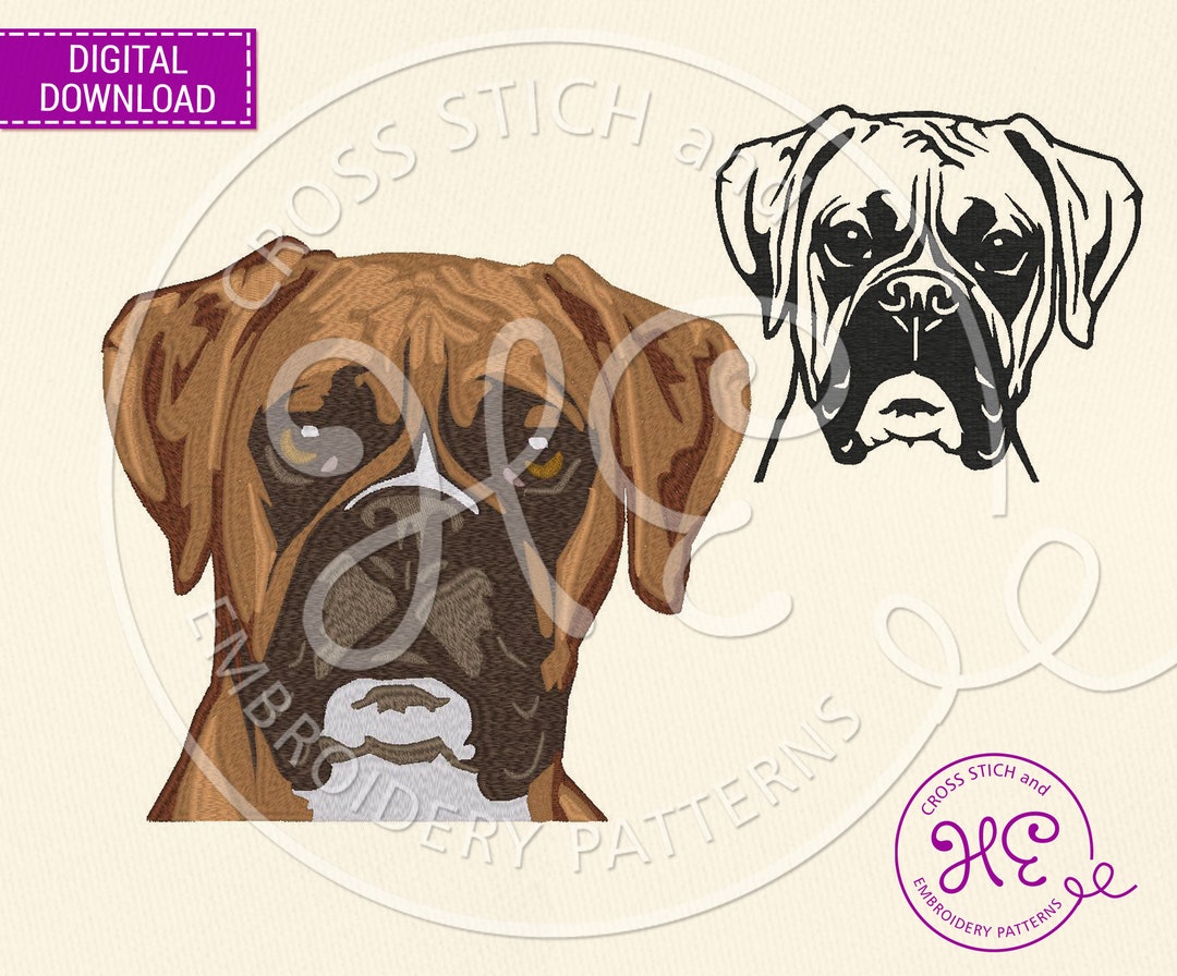Boxer Dog Embroidery Pattern, Machine Embroidery Designs, Download, Pet ...