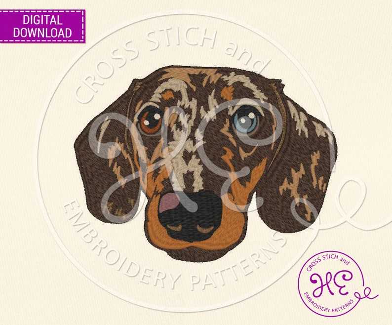 Dachshund Merle Dog Embroidery Designs, Machine Embroidery Pattern ...