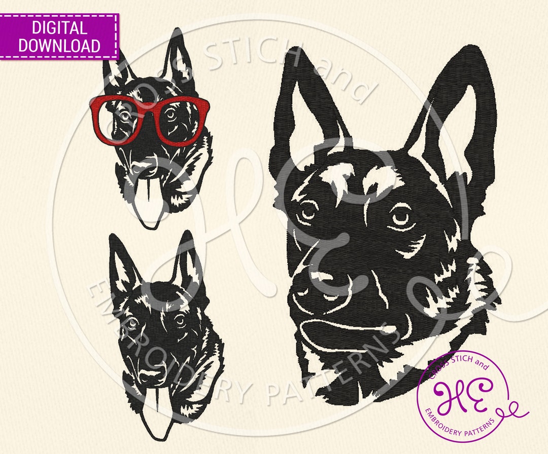 Dutch Shepherd Dog Embroidery Pattern, Machine Embroidery Designs ...