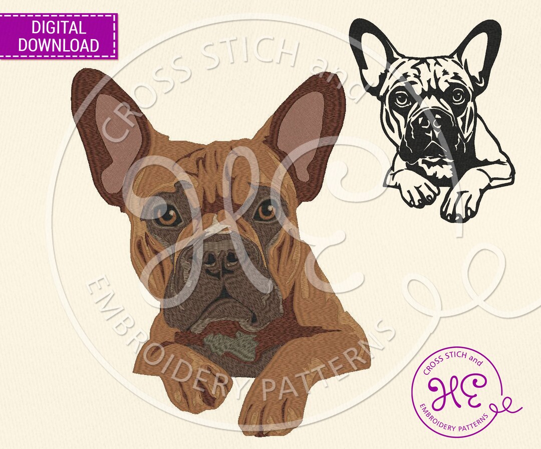 French Bulldog Embroidery Design, Dog Embroidery Pattern for Machine ...