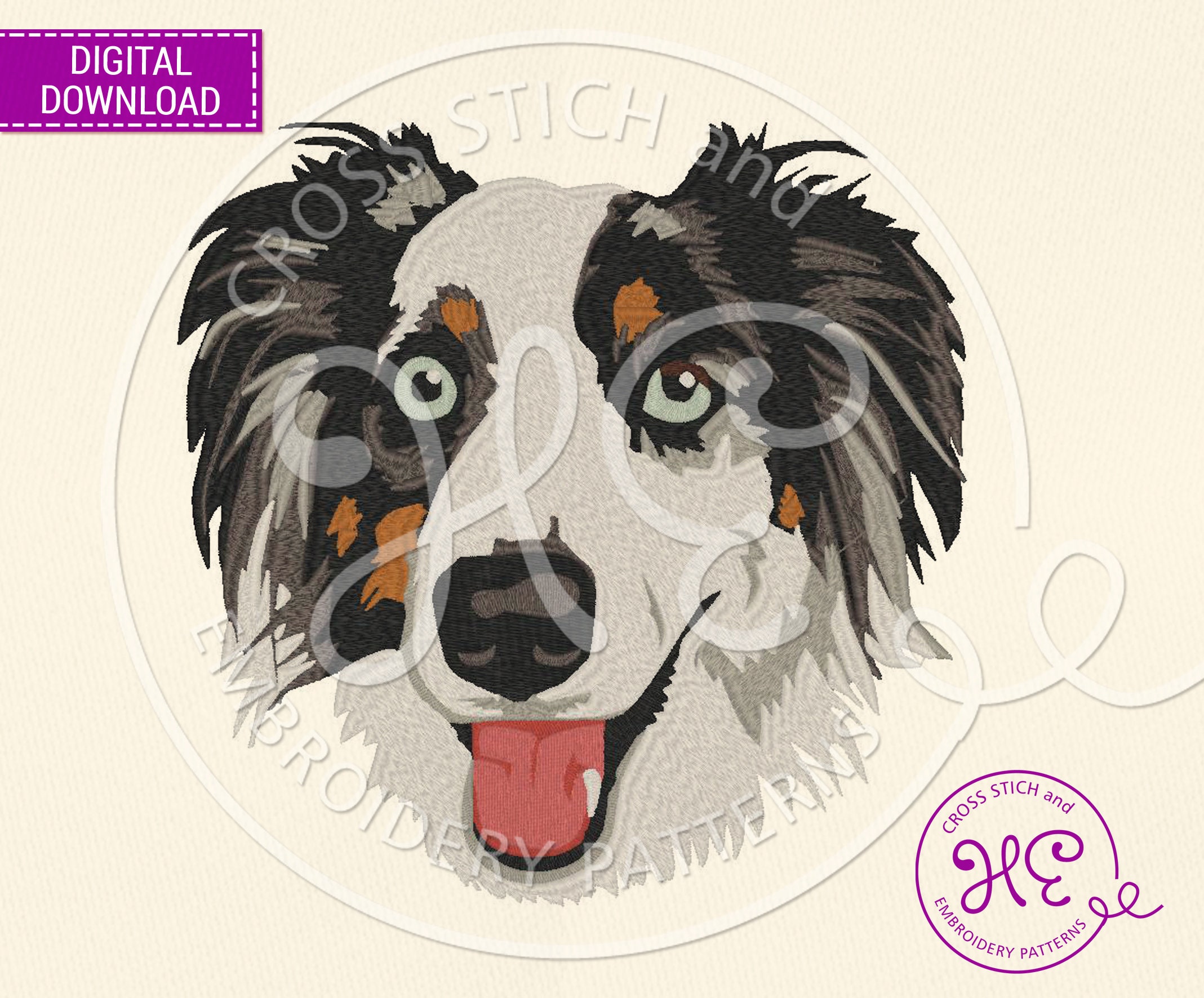 Australian Shepherd Embroidery Design Machine Embroidery - Etsy