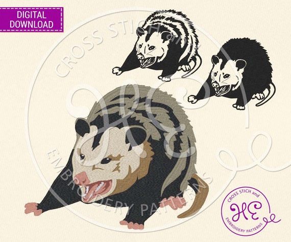 Opossum Embroidery Designs Pattern for Machine Download | Etsy