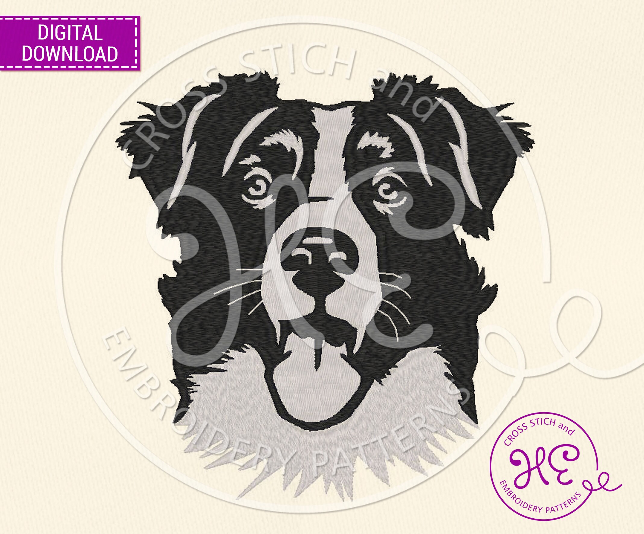 Border Collie Dog Embroidery Designs Embroidery Pattern | Etsy