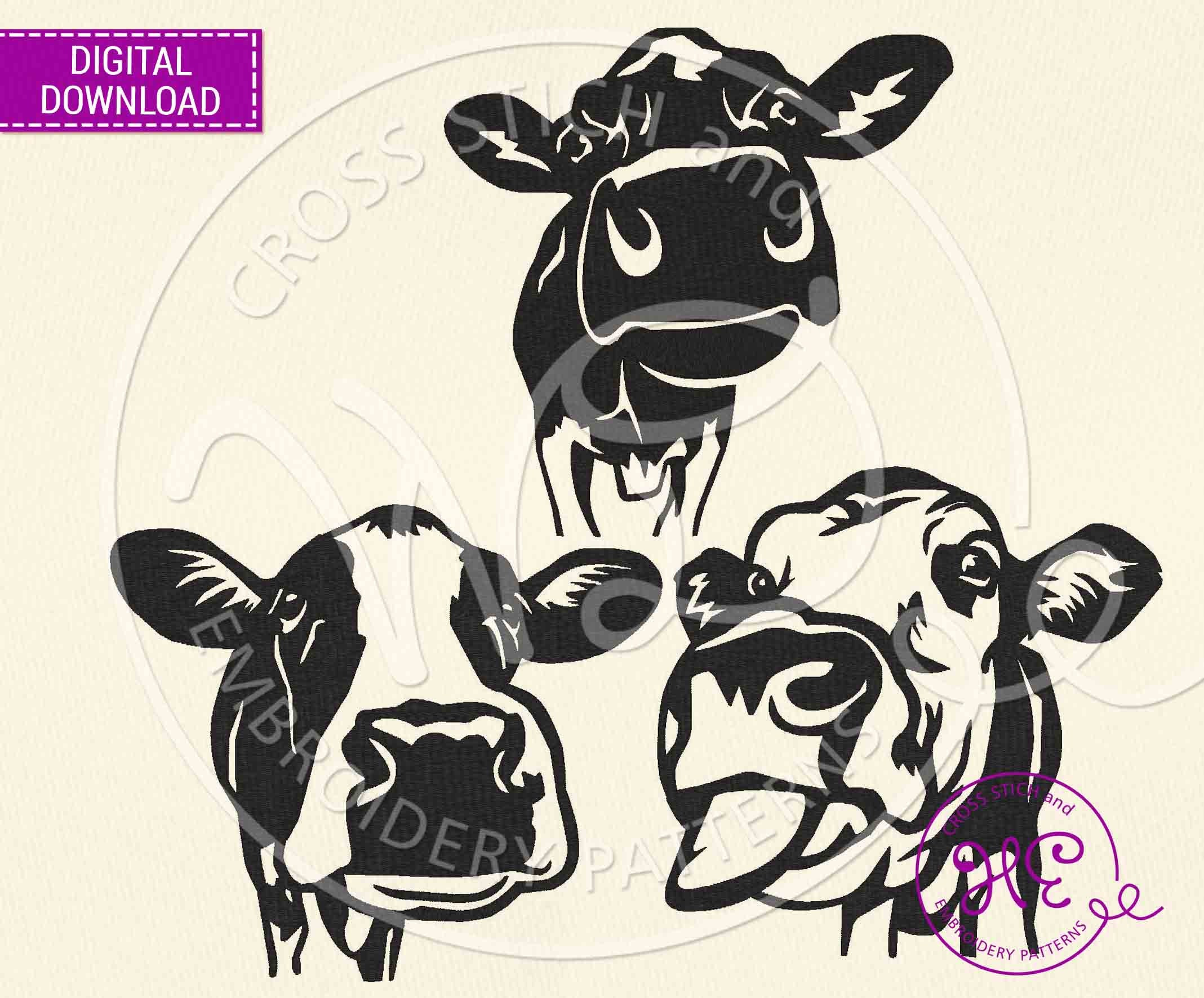 Cow Embroidery Design Pattern for Machine Download Heifer - Etsy