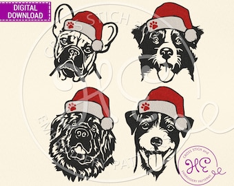 Christmas Dog Embroidery Design Machine Embroidery Pattern | Etsy