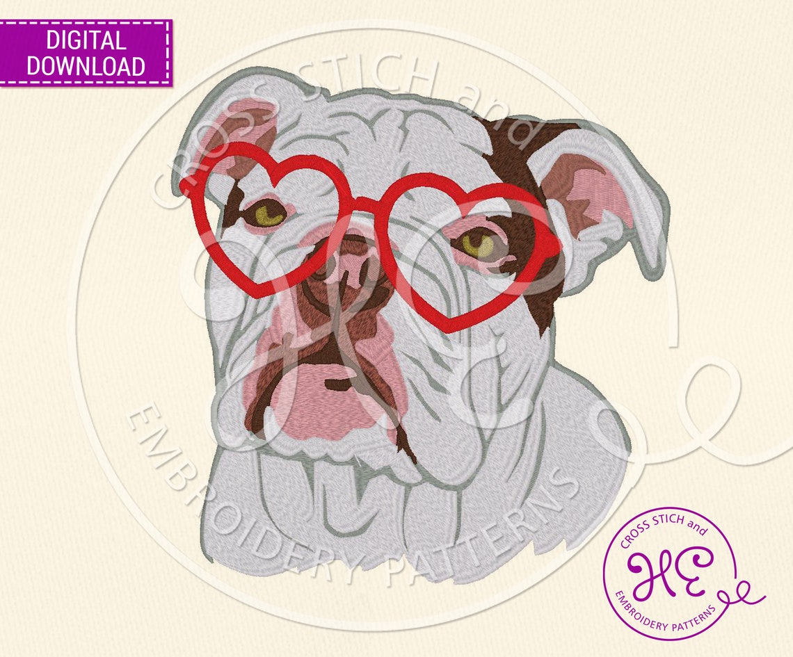 English Bulldog Embroidery Design Embroidery Pattern for - Etsy
