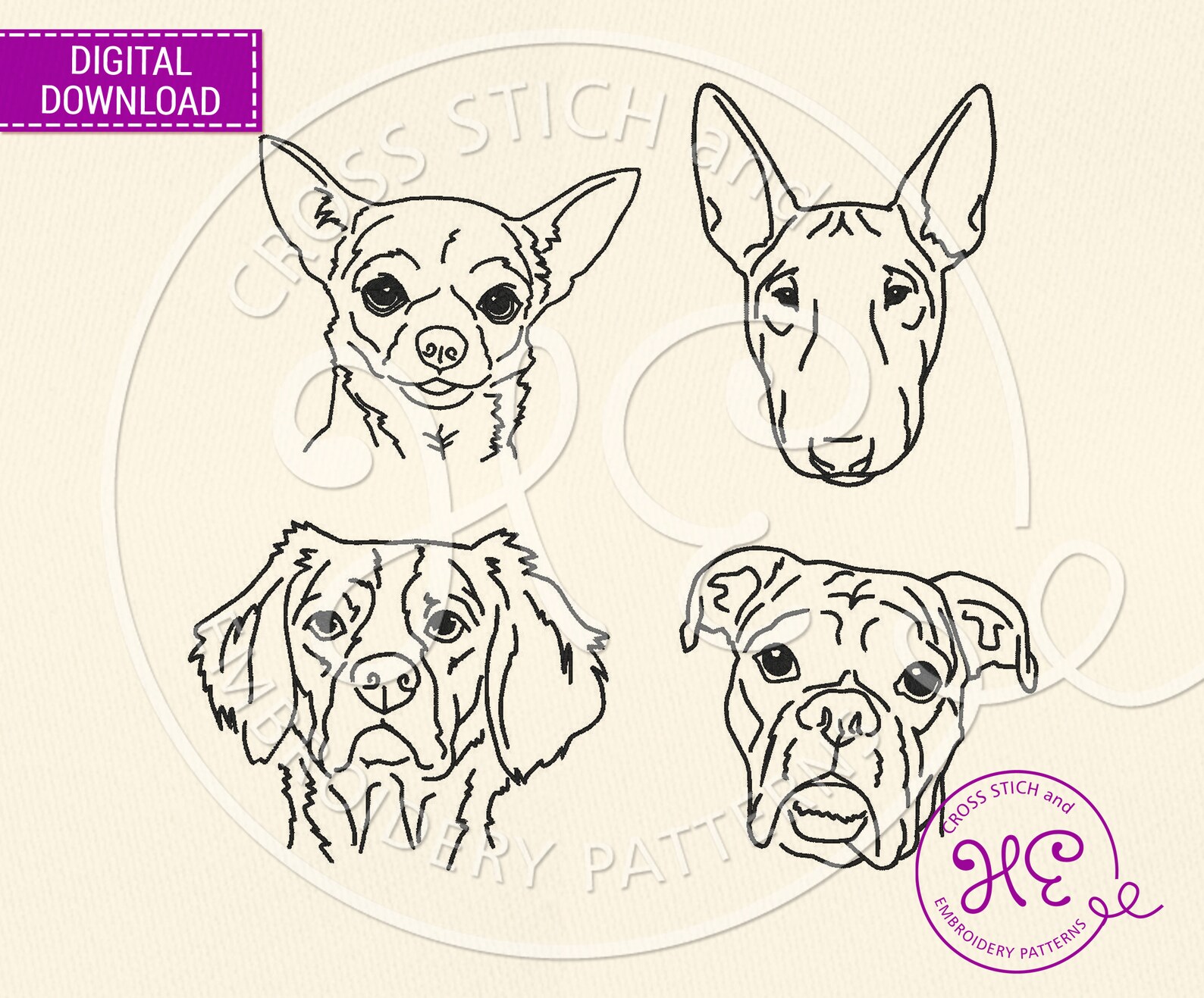 Dog Embroidery Design Bundle, Machine Embroidery Pattern, Instant ...
