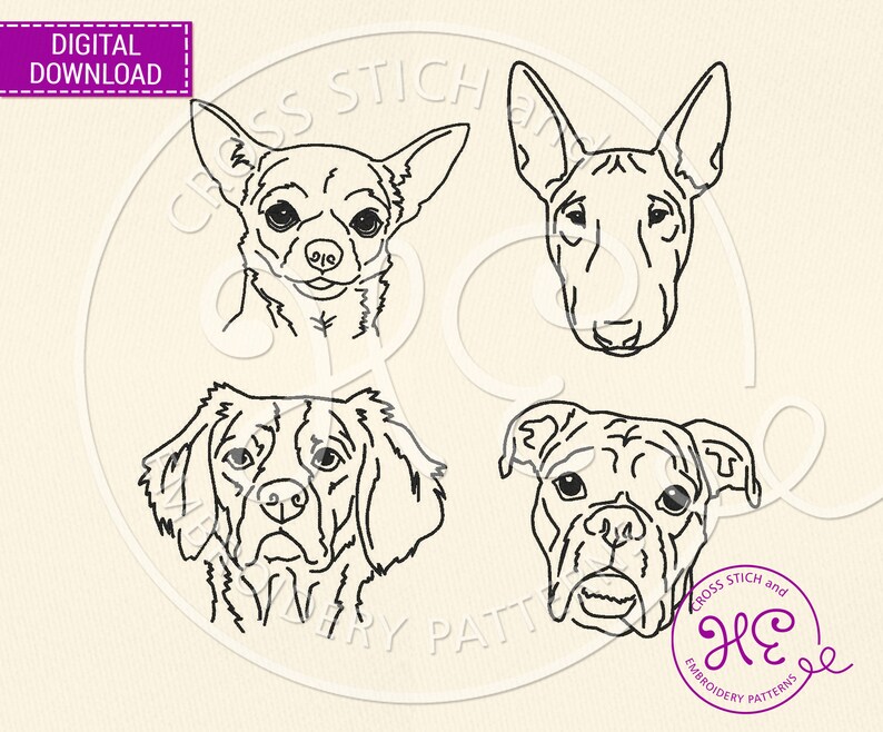 Dog Embroidery Design Bundle Machine Embroidery Pattern - Etsy