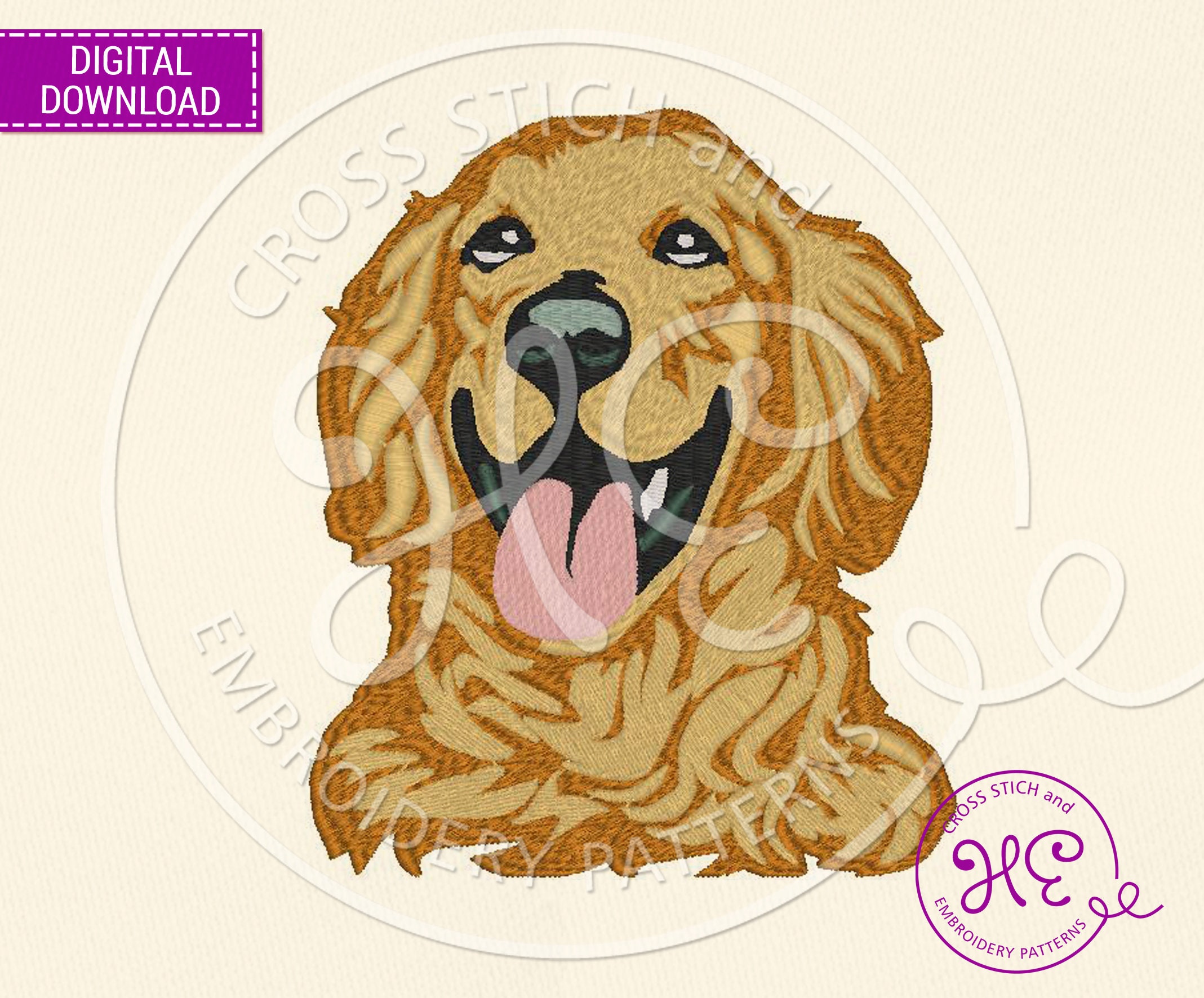 Golden Retriever Dog Embroidery Pattern Machine Embroidery - Etsy