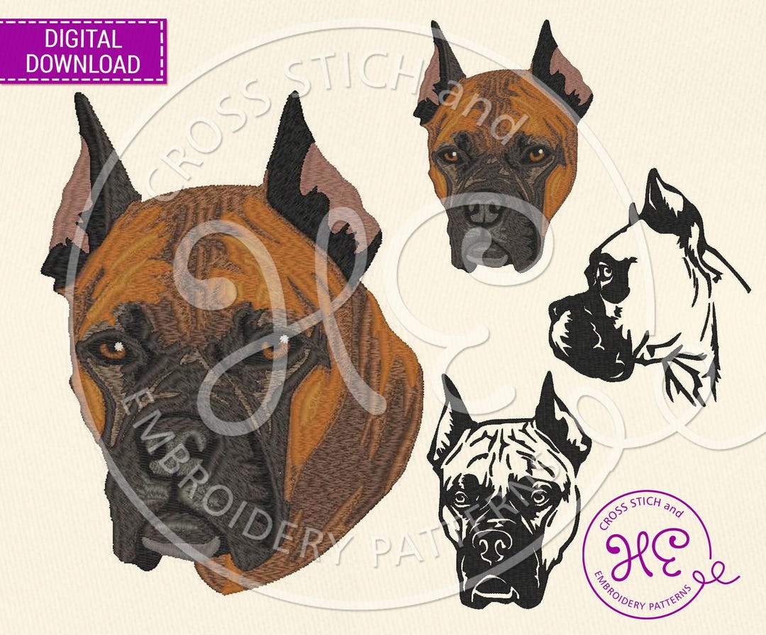 Boxer Dog Embroidery Design, Machine Embroidery Pattern, Download, Pet ...